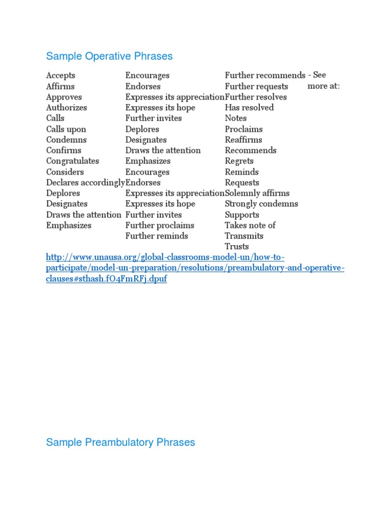 Sample Operative Phrases | PDF