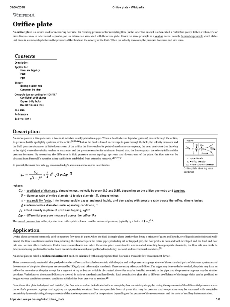 Orifice Plate | PDF | Fluid Dynamics | Flow Measurement