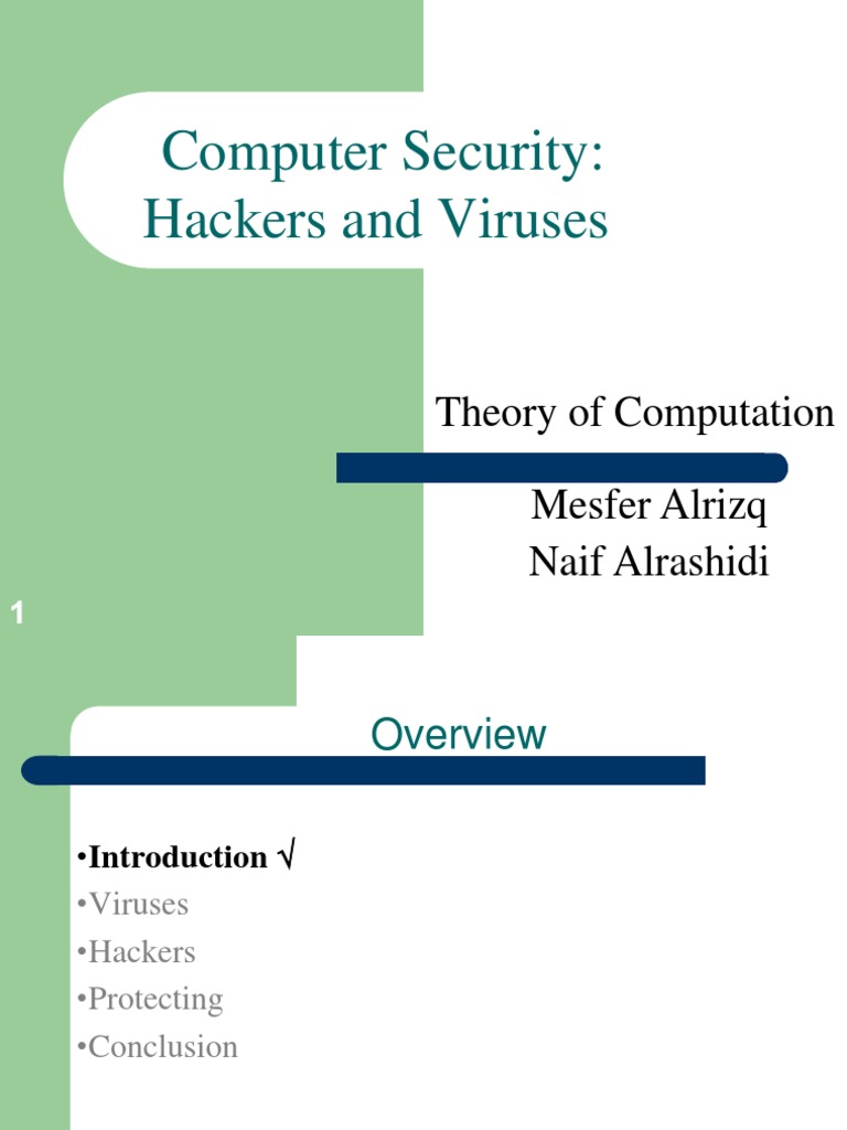 Computer Security: Hackers and Viruses: Theory of Computation Mesfer Alrizq Naif Alrashidi | PDF ...