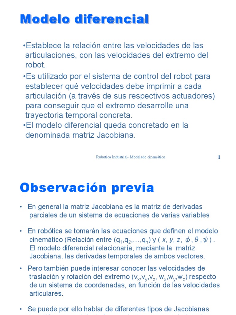 Tema 4 Jacobiano | PDF | Cinemática | Matriz (Matemáticas)