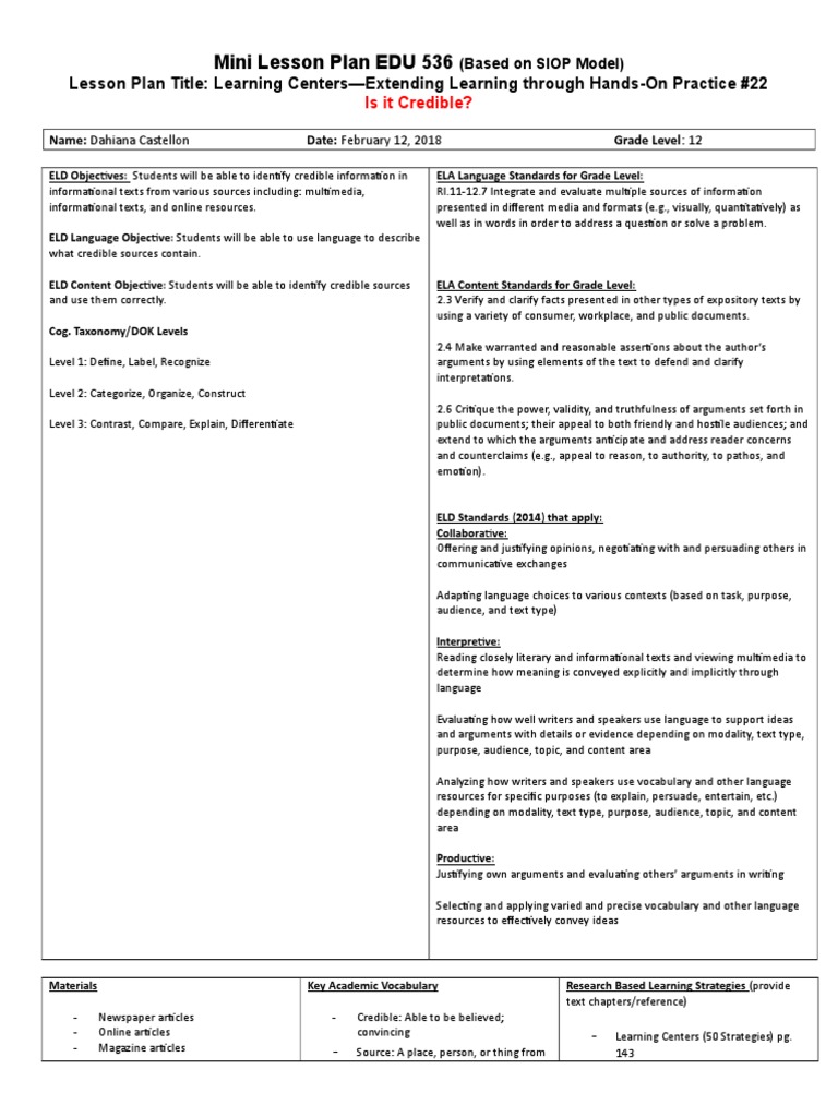 Mini Lesson Plan 3 | Download Free PDF | Reading Comprehension ...