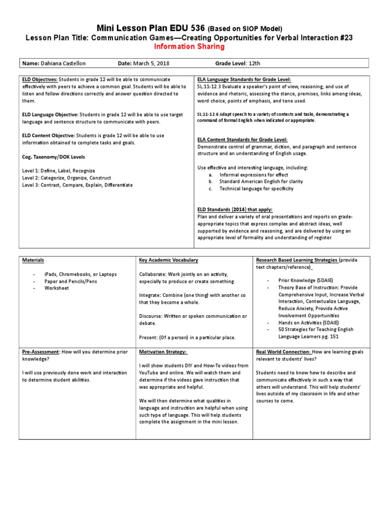 Mini Lesson 4 | PDF | Reading Comprehension | Applied Psychology