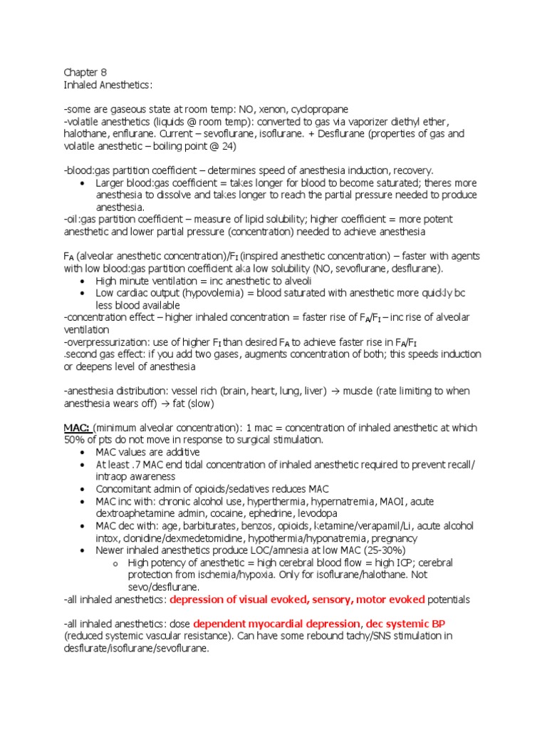 MAC: (Minimum Alveolar Concentration) : 1 Mac Concentration of Inhaled ...