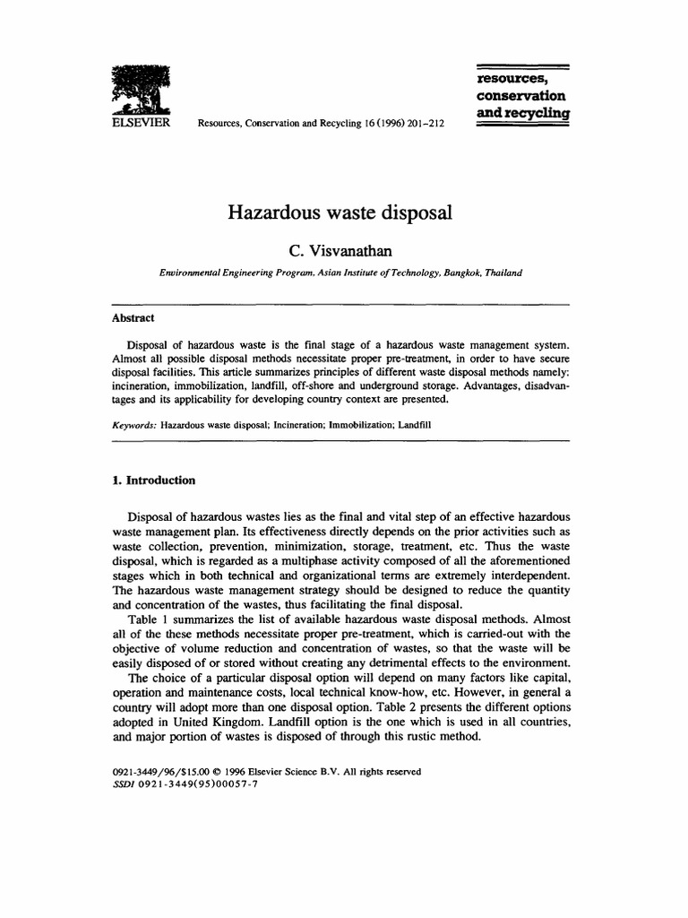 Hazardous Waste Disposal | PDF | Incineration | Waste