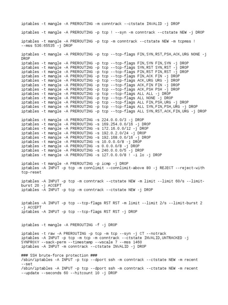 Iptables To Stop Ddos | PDF | Transmission Control Protocol | Denial Of Service Attack