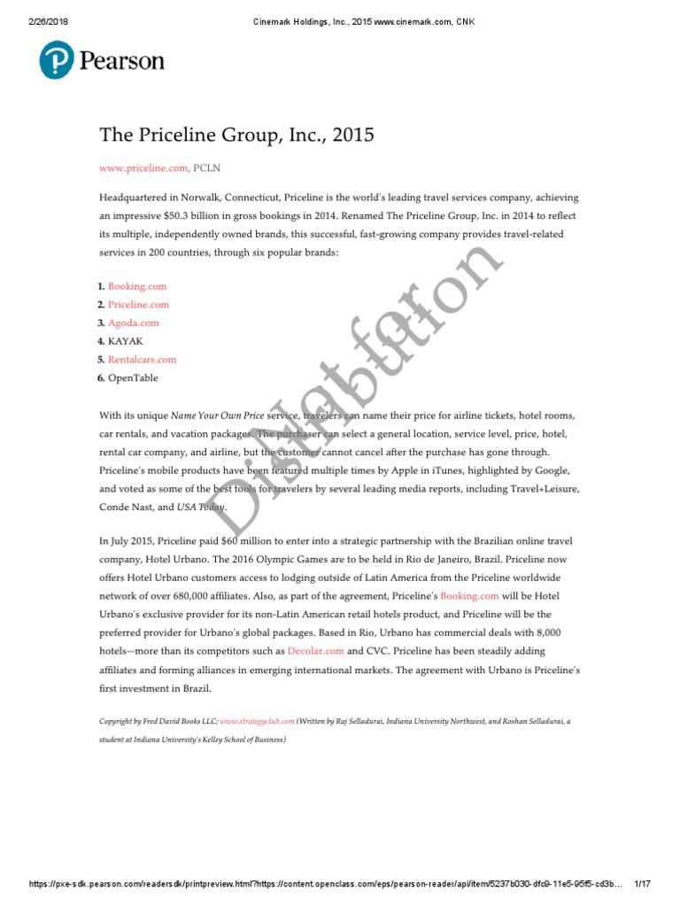 The Priceline Group Case | PDF | Priceline.Com | Booking.Com