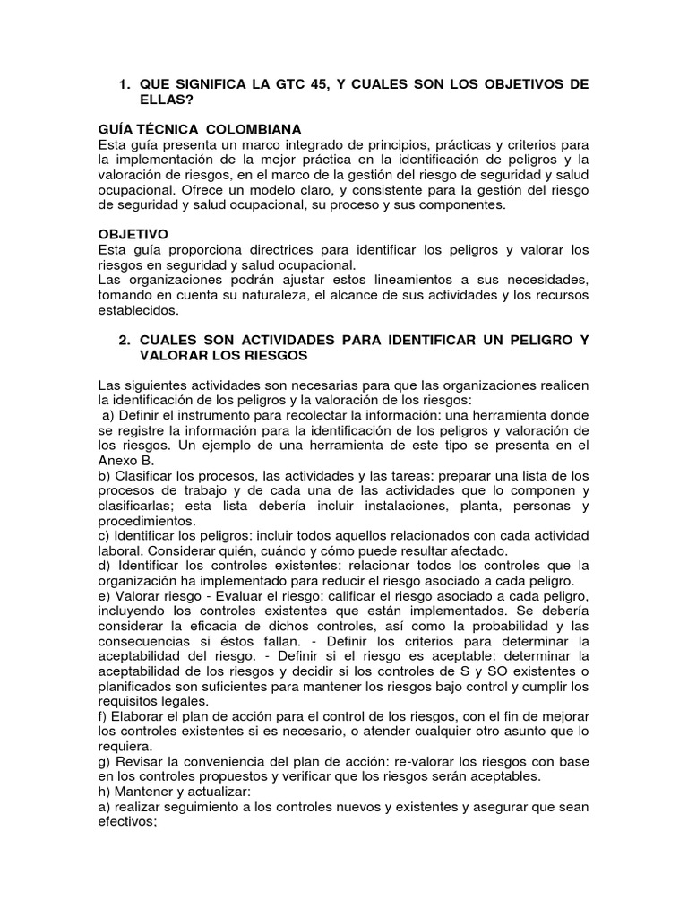 Que Significa La GTC 45 | PDF | Riesgo | La seguridad