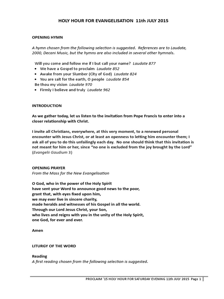 Holy Hour for Evangelisation 2015 | PDF | Gospel Of Matthew | Evangelism