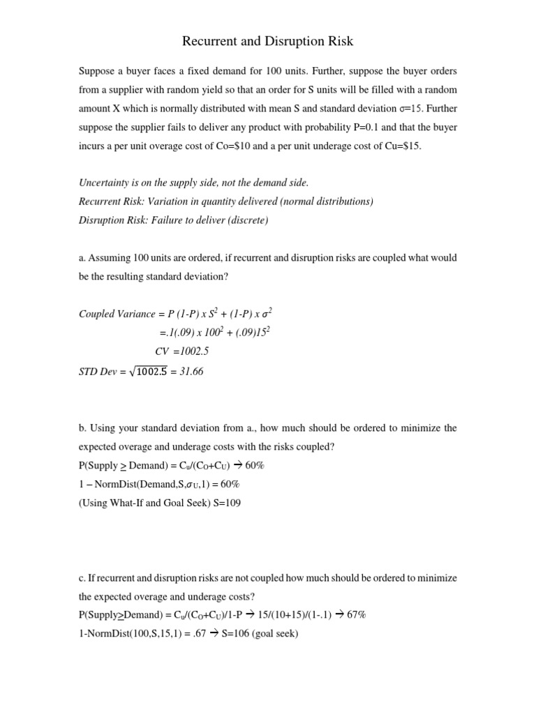 Recurrent and Disruption Risk | PDF