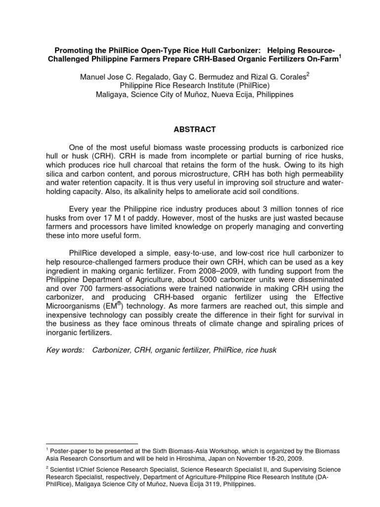 Promoting The Philrice Open-Type Rice Hull Carbonizer: Helping Resource ...