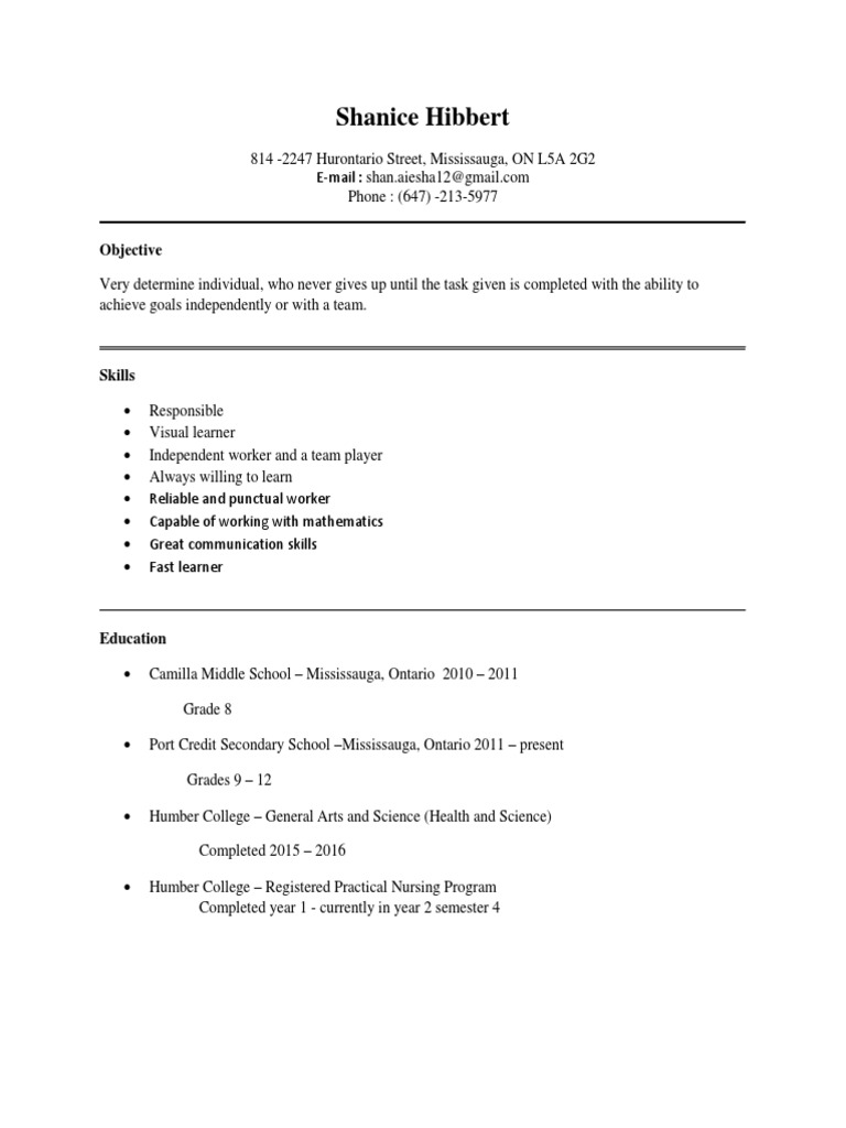 Shanice Hibbert Final Offical Resume 2018 | PDF