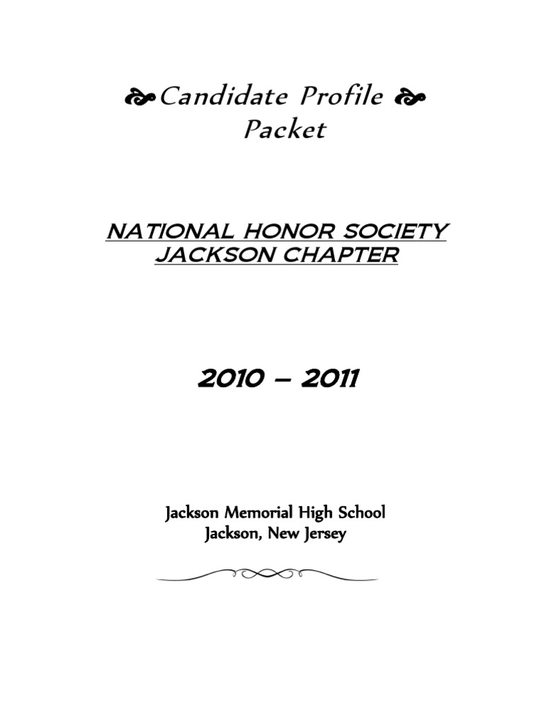 Candidate Profile Packet: National Honor Society Jackson Chapter | PDF