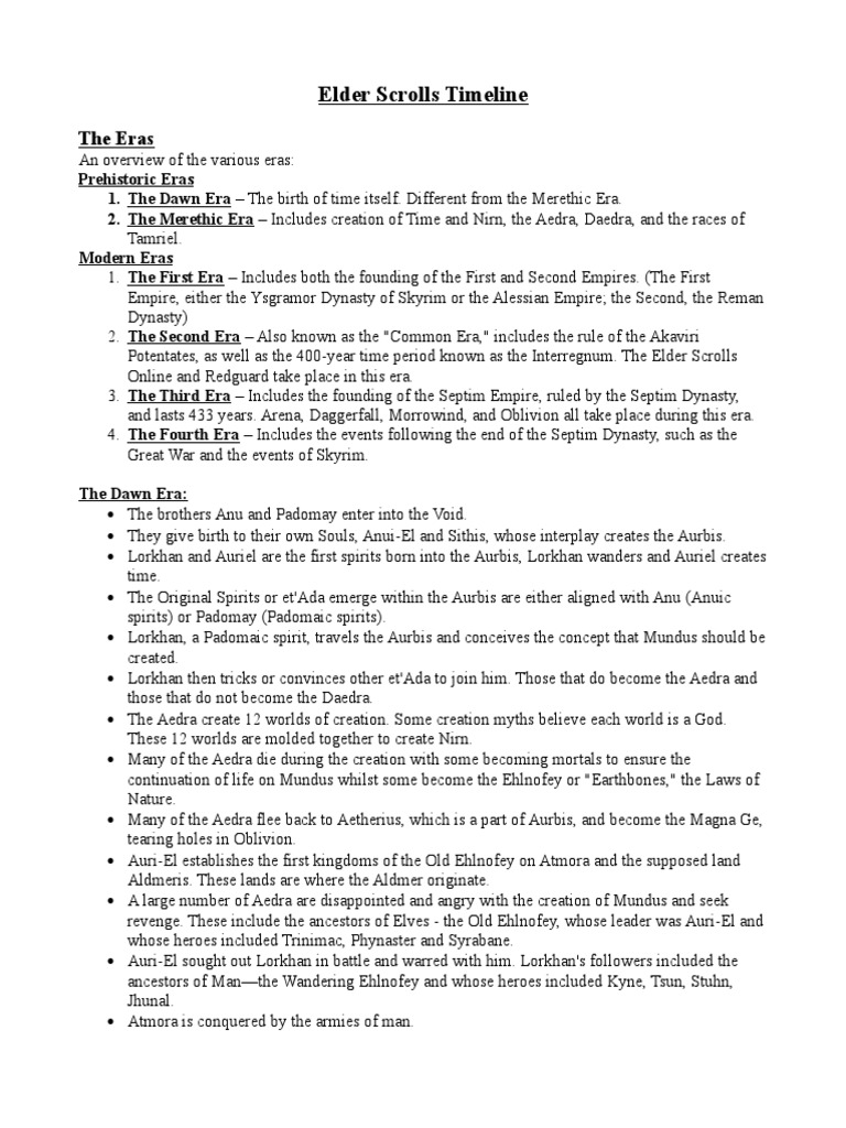 Elder Scrolls Timeline | PDF
