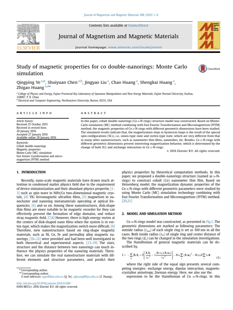 Journal of Magnetism and Magnetic Materials | PDF | Hysteresis | Magnetism
