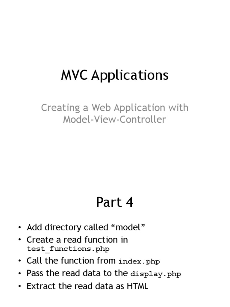 MVC - Part 4 | PDF | Model–View–Controller | Php