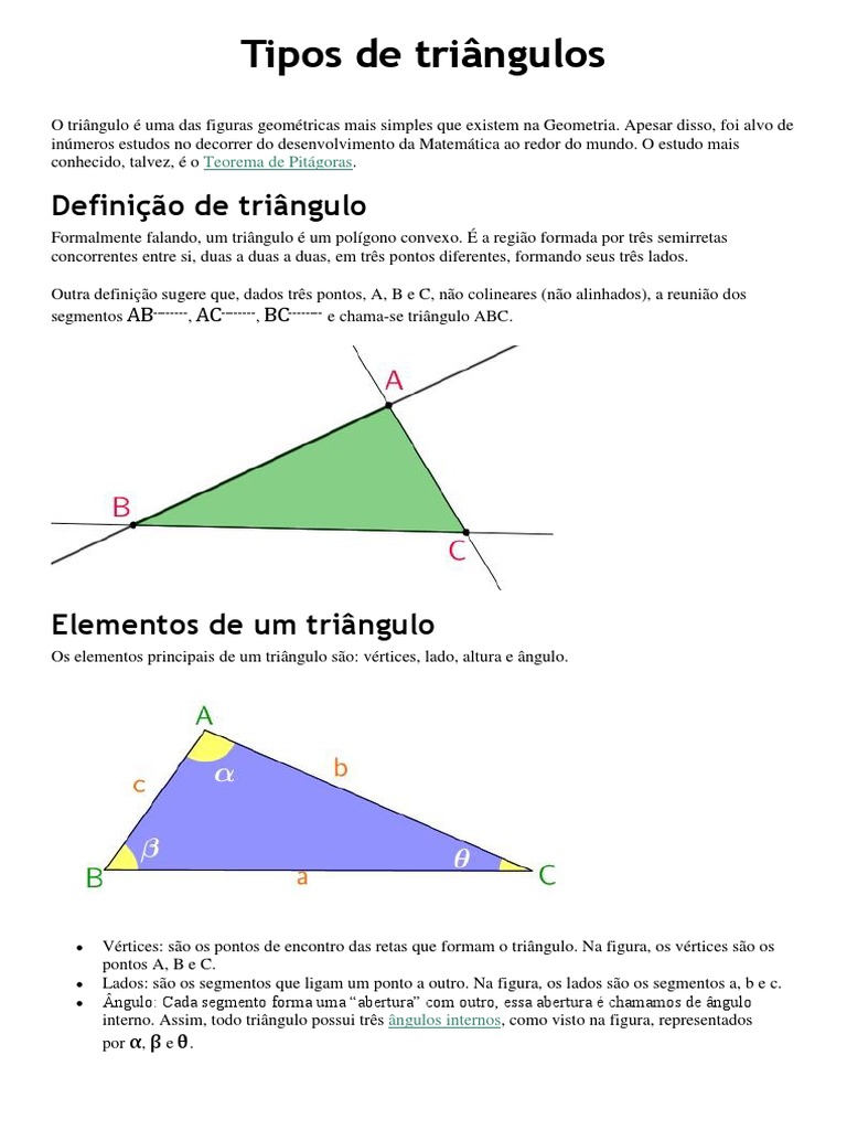 Tipos De Triangulos Em Geometria Triângulos E Classificação De