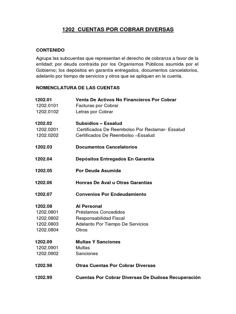 1202 Cuentas Por Cobrar Diversas | PDF | Deuda | Bancos