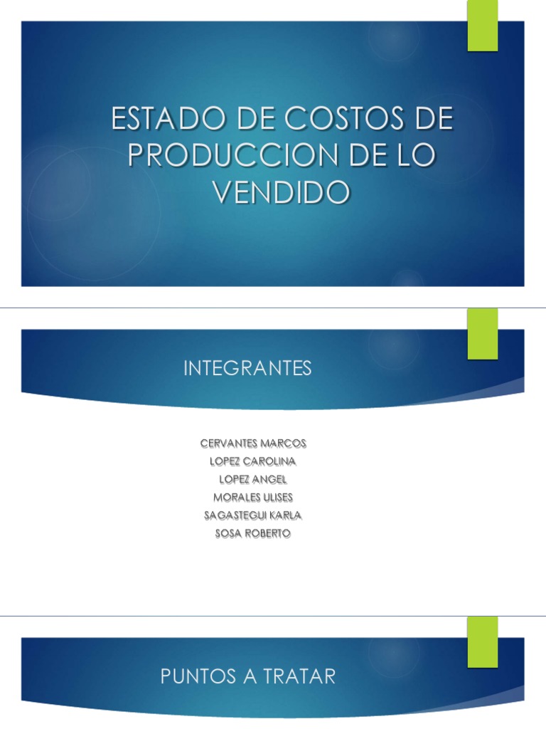 Costo de Produccion de Lo Vendido | PDF | Costo | Presupuesto