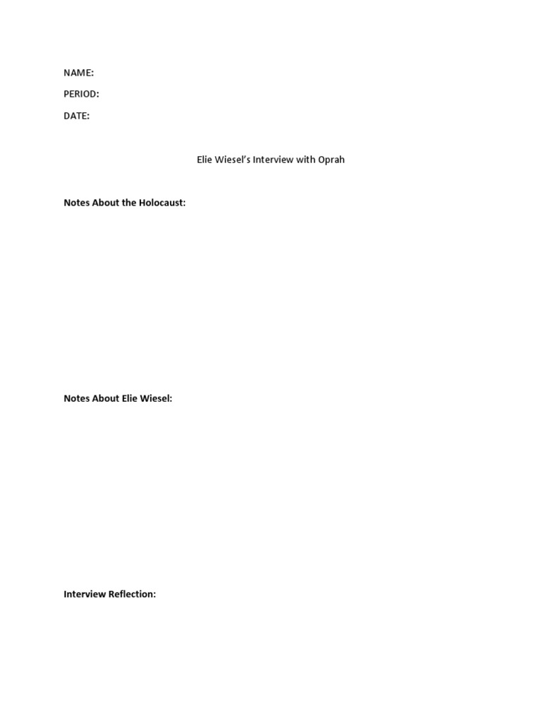 Night Elie Wiesel Oprah | PDF