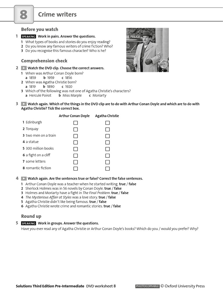 Unit 8 Crime Writers PDF | PDF | Sherlock Holmes | Agatha Christie