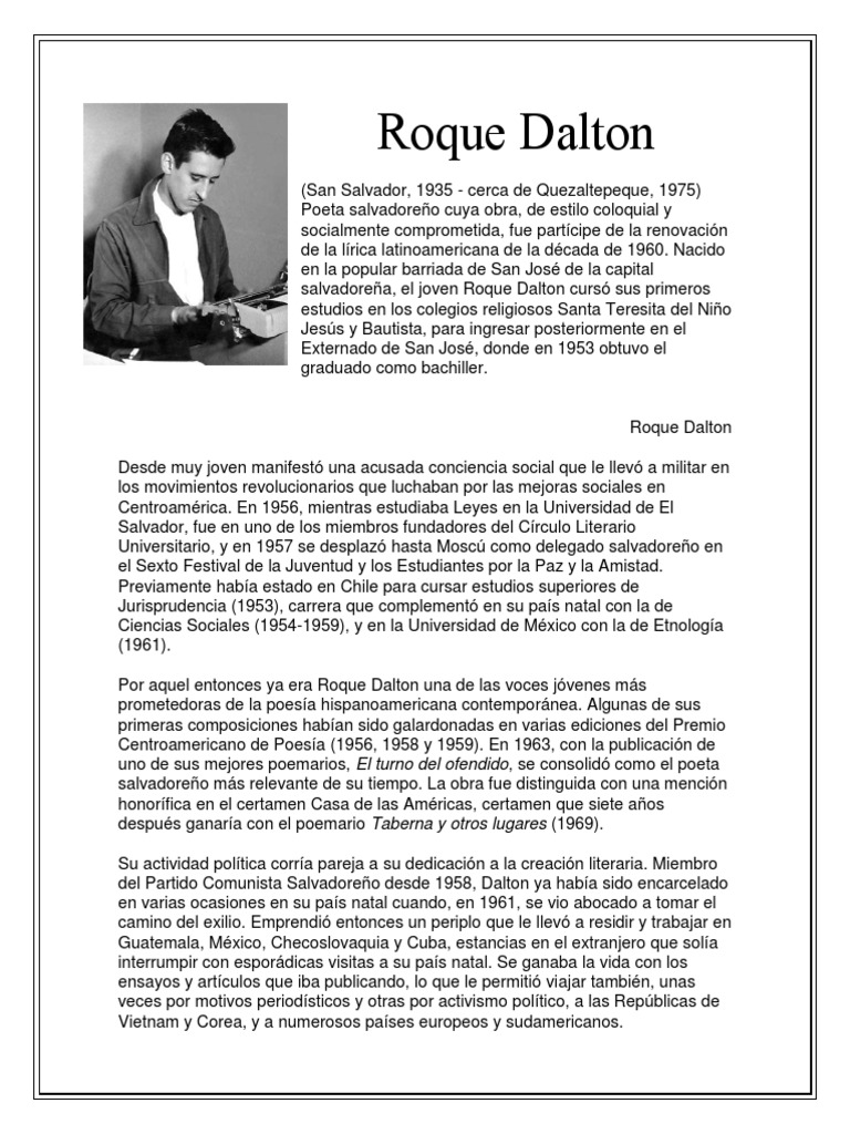 Biografia Roque Dalton | PDF | Poesía