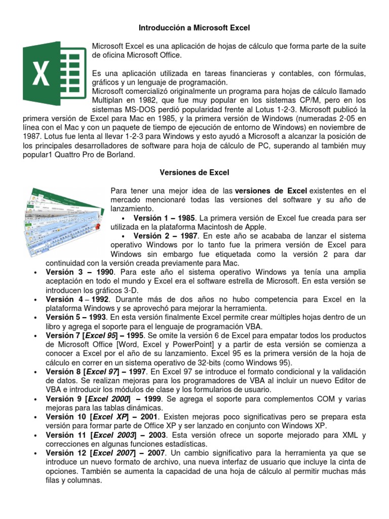 Introducción A Microsoft Excel | PDF | Microsoft Excel | Microsoft