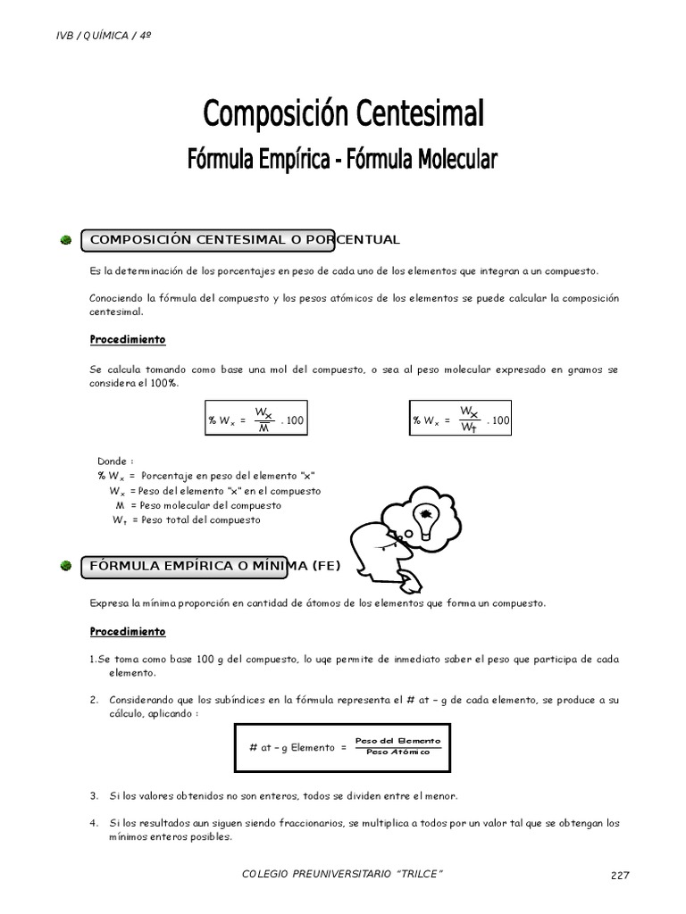 Composición Centesimal | Moléculas | Elementos químicos