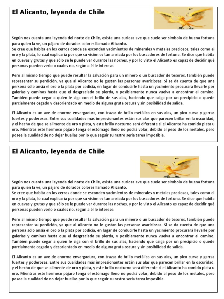 El Alicanto Leyenda | Aves | Oro