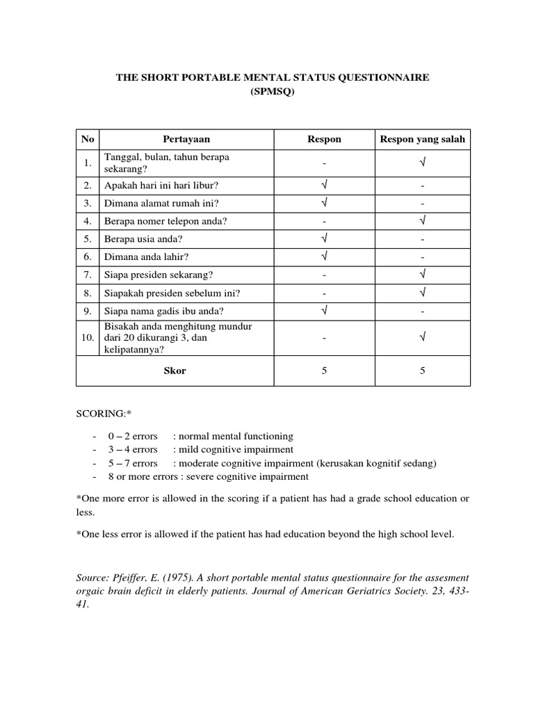 SPMSQ (Pengkajian Psikologis) | PDF