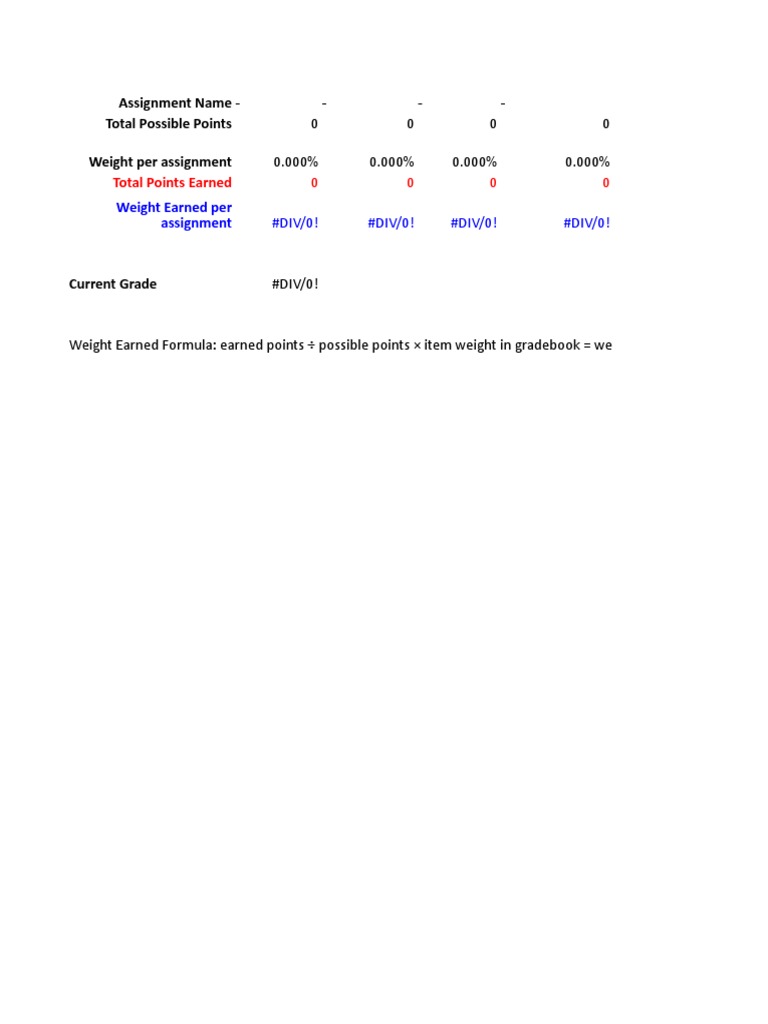 Weighted Grade Calculation Template | PDF | Teaching Mathematics | Nature