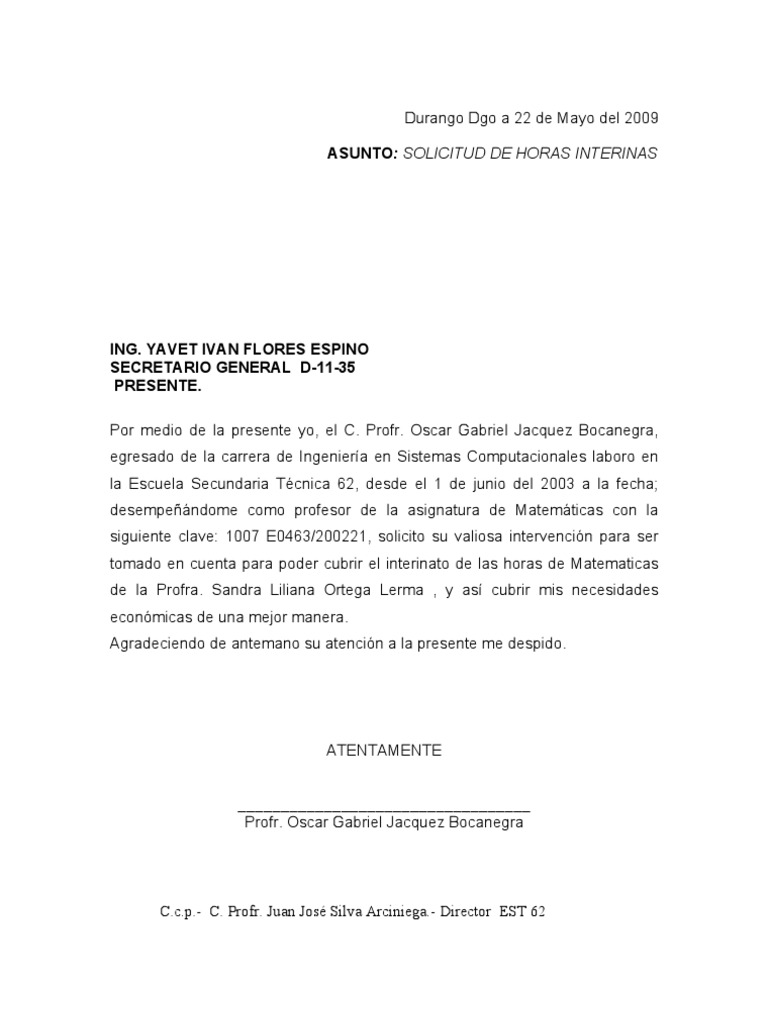 Solicitud de Interinato Docente | PDF | Crecimiento personal y profesional