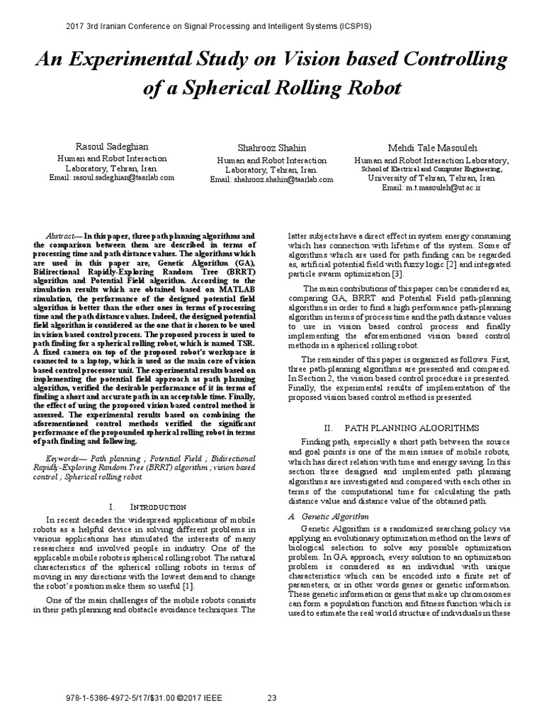 An Experimental Study On Vision Based Controlling of A Spherical Rolling Robot | PDF | Genetic ...