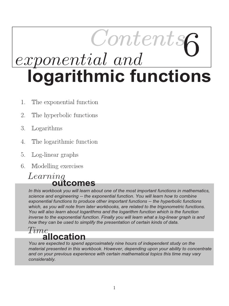 Logarithmic Functions: Exponential and | PDF | Exponential Function | Logarithm