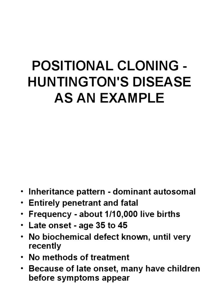 Positional Cloning - Huntington'S Disease As An Example | PDF | Gene ...