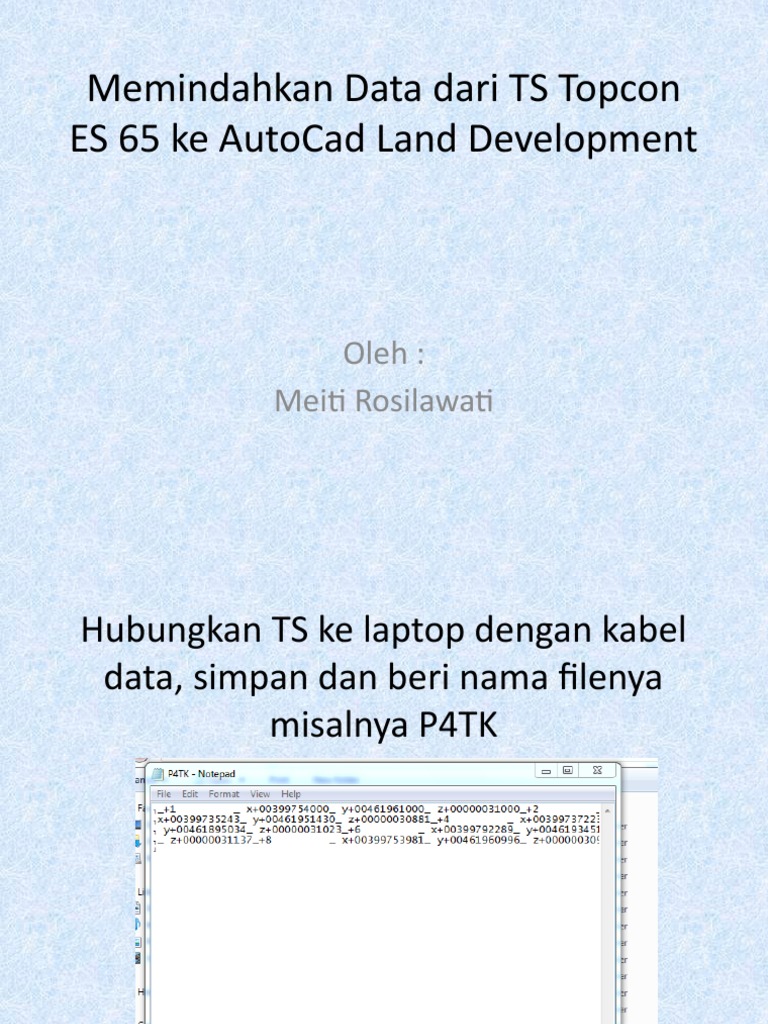 Panduan Transfer Data Topcon ES 65 | PDF