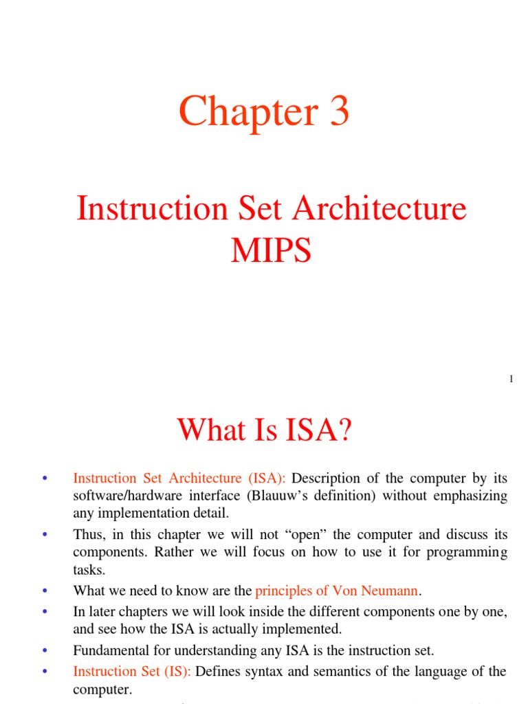 Instruction Set Architecture Mips Pdf Pdf Assembly Language