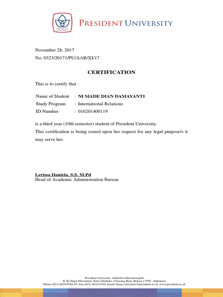 Active Student Letter Asd016201400119 | PDF