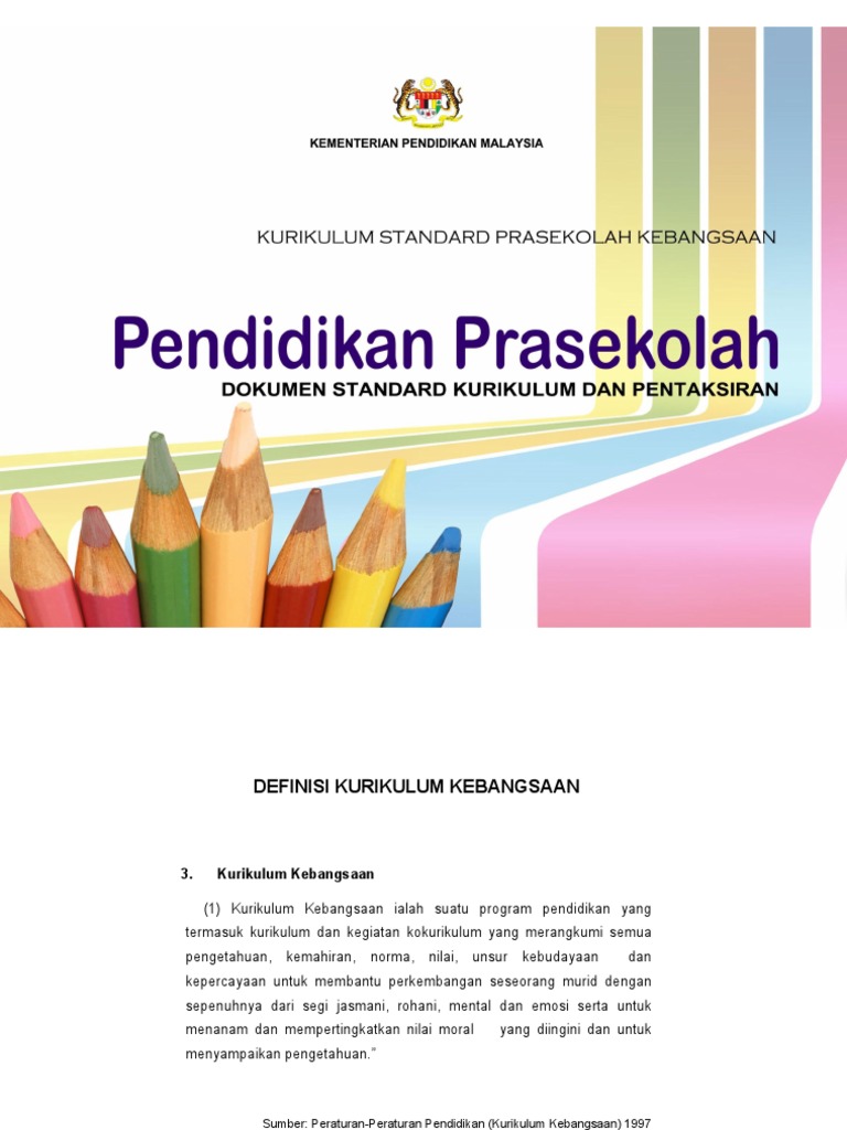 Dokumen Standard Kurikulum Dan Pentaksiran Pendidikan Prasekolah 2016 | PDF