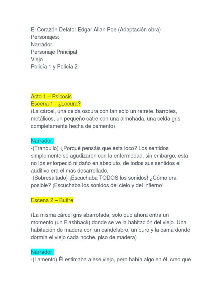 Adaptación de "El Corazón Delator" | PDF | Ocio