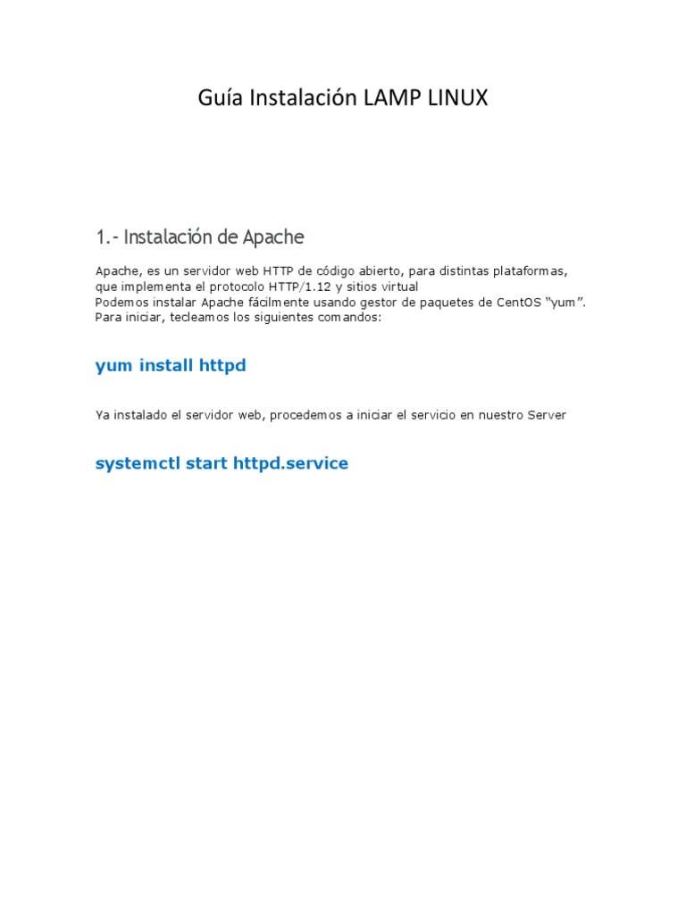 Guía Instalación LAMP LINUX | PDF | Php | Servidor HTTP Apache Guía Instalación LAMP LINUX | PDF | Php | Servidor HTTP Apache