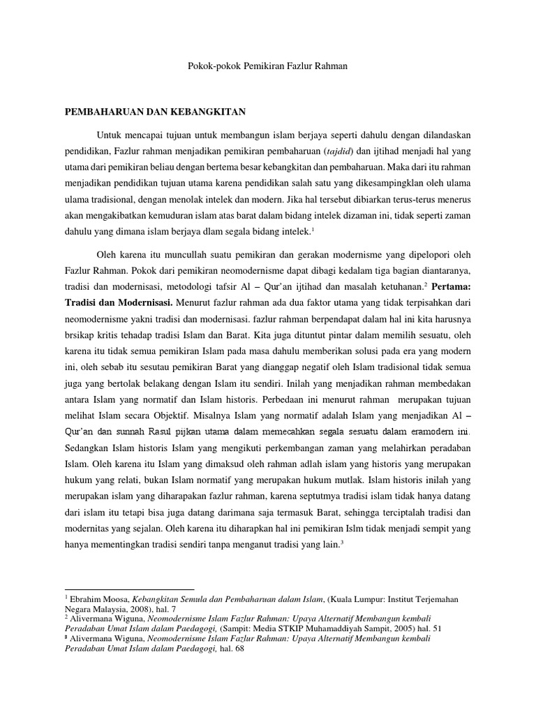 Pokok Pemikiran Fazlur Rahman | PDF