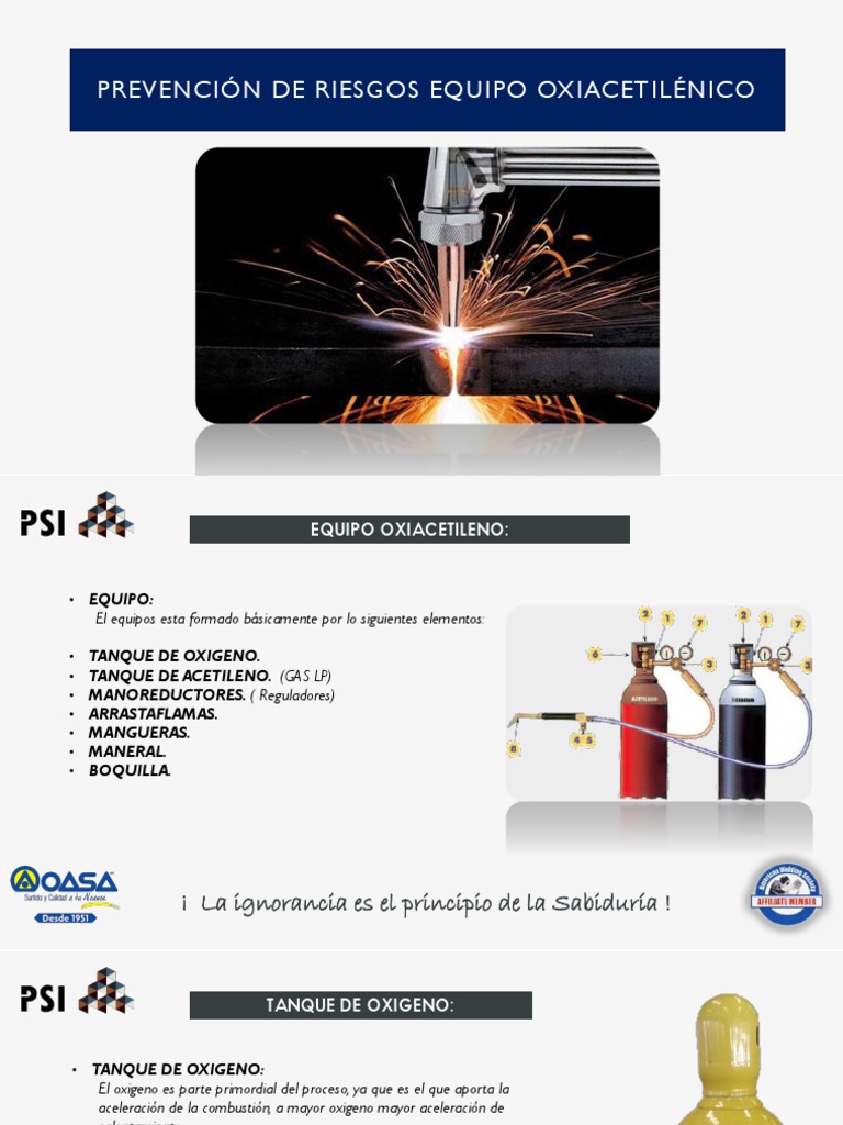 Prevenci n De Riesgos En Oxicorte PDF Ox geno Gases