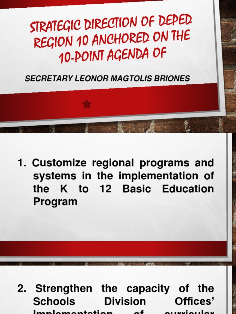 Strategic Direction of DepEd Region 10 | PDF | Social Science