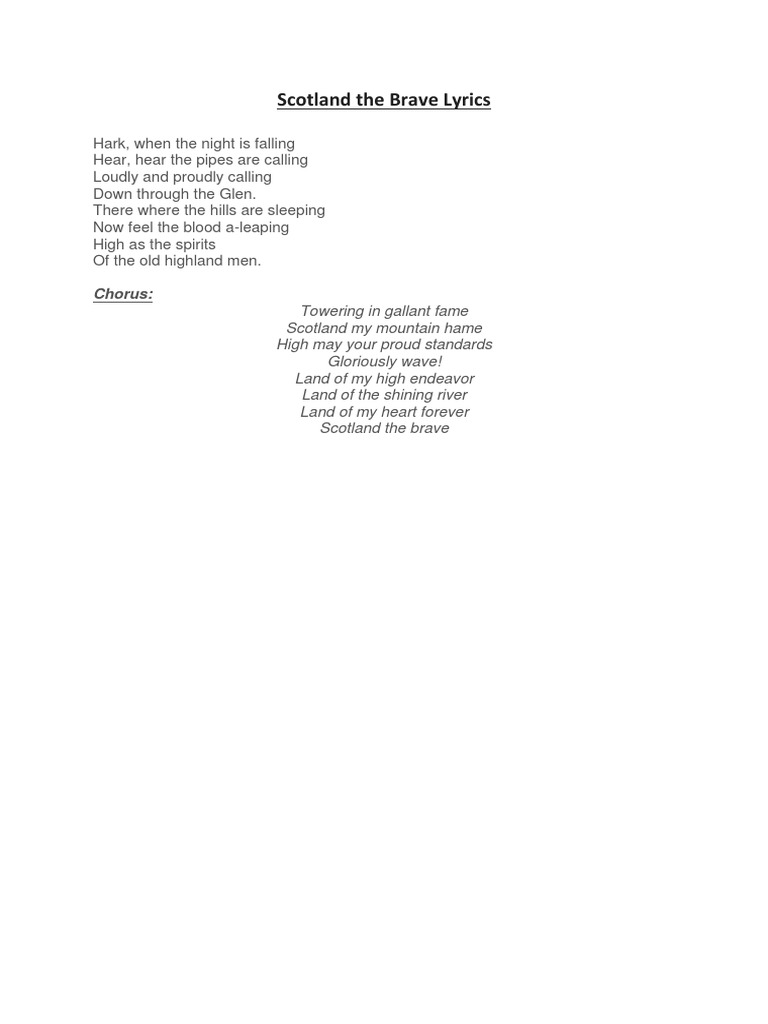 Scotland the Brave Lyrics Explained | PDF