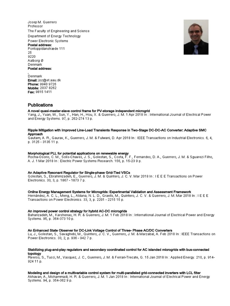 Josep M. Guerrero Public CV | PDF | Power Electronics | Distributed Generation