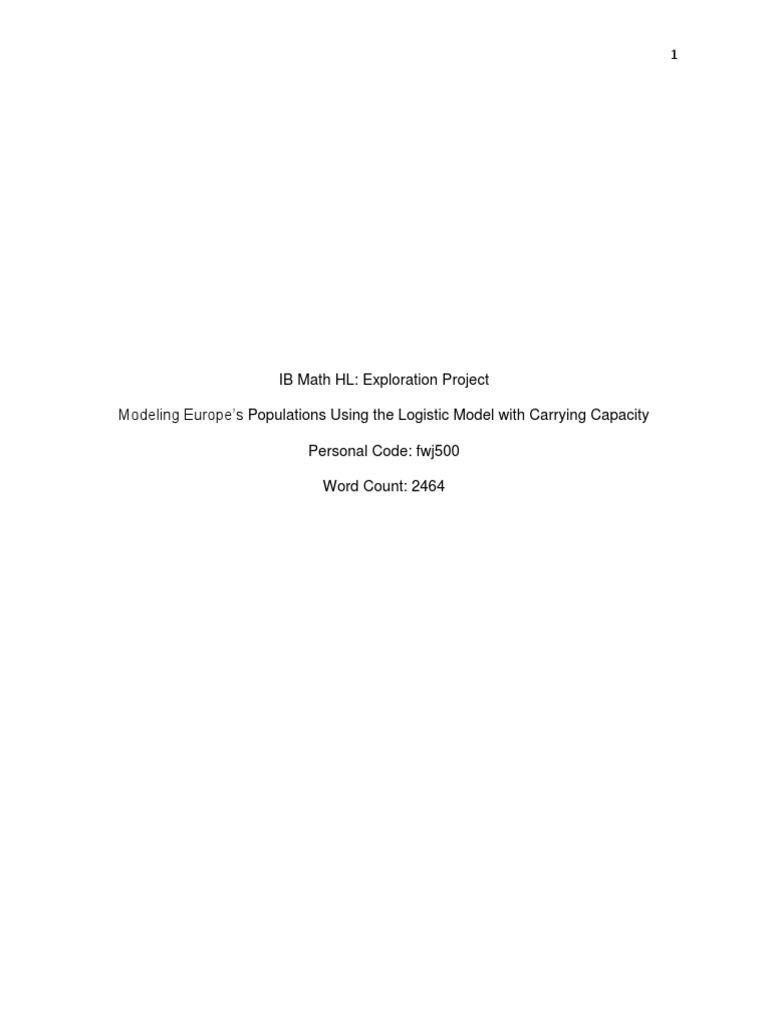 Logistic Equation Math IA | PDF | Logistic Function | Population Growth