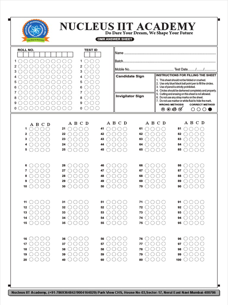 100 Questions OMR Sheet PDF, 42% OFF | brunofuga.adv.br