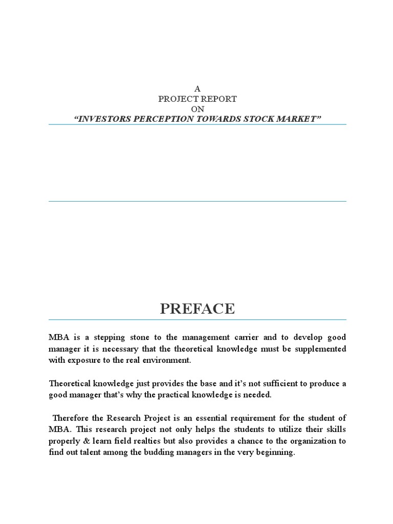 Investors Perception Towards Stock Market | PDF | Preferred Stock | Stocks