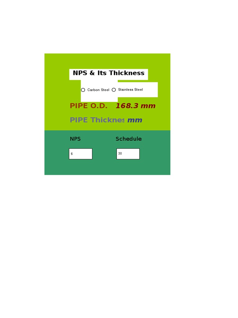 12 - NPS Pipe Thickness Calculator | PDF | Hydraulic Engineering | Home ...