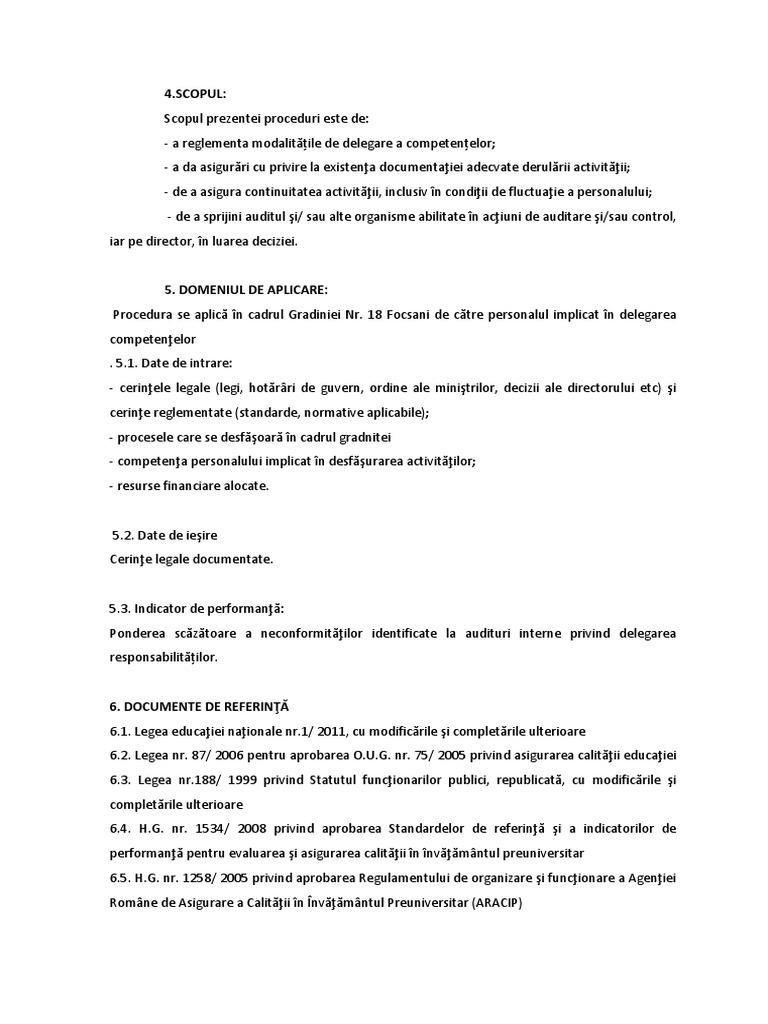 Procedura Delegarea de Atributii